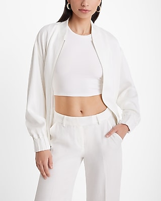 Linen-Blend Bomber Jacket