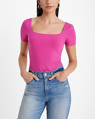 Body Contour Stretch Cotton Square Neck Bodysuit