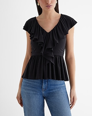 V-Neck Ruffle Peplum Top