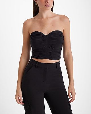 Fitted Sweetheart Neckline Ruched Cropped Tube Top