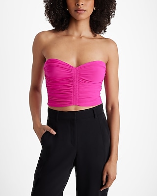 Fitted Sweetheart Neckline Ruched Cropped Tube Top
