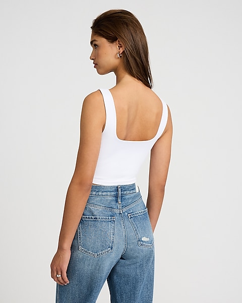 Body Contour High Compression Square Neck Cropped Tank | Express Body Contour High Compression Square Neck Cropped Tank | Express