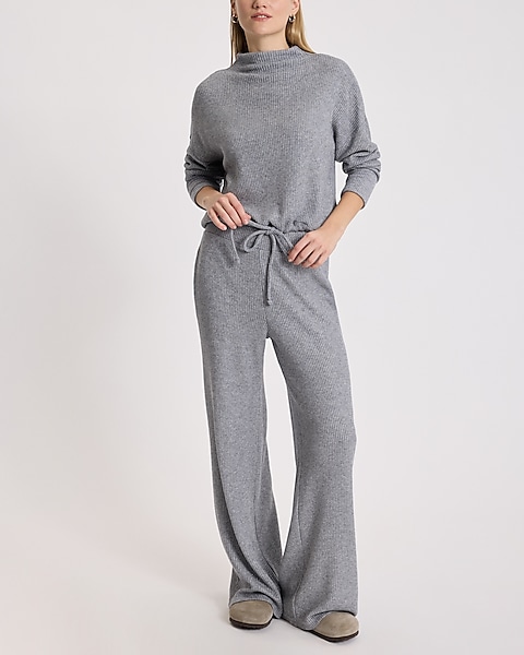 Glitter Waffle Mock Neck Long Sleeve Cinched Bottom Top Glitter Waffle Mock Neck Long Sleeve Cinched Bottom Top