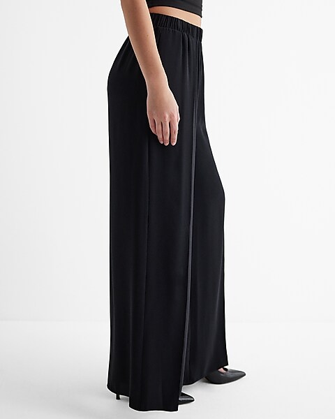 High Waisted Seamed Tall Slit Wide Leg Pant | Express High Waisted Seamed Tall Slit Wide Leg Pant | Express