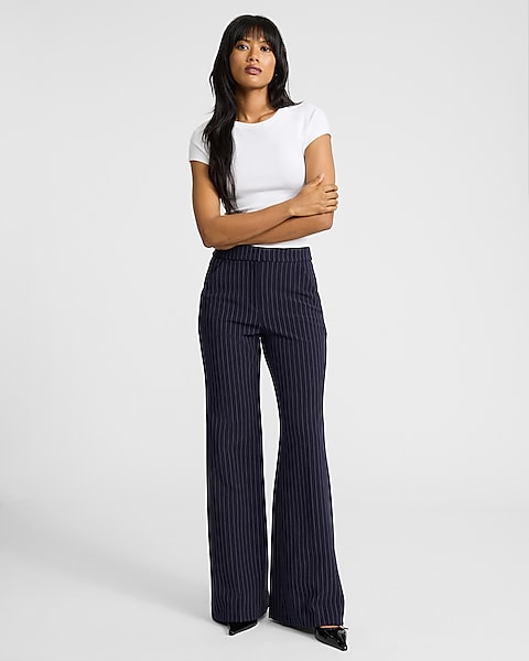 Editor High Waisted Pinstripe Trouser Flare Pant | Express Editor High Waisted Pinstripe Trouser Flare Pant | Express