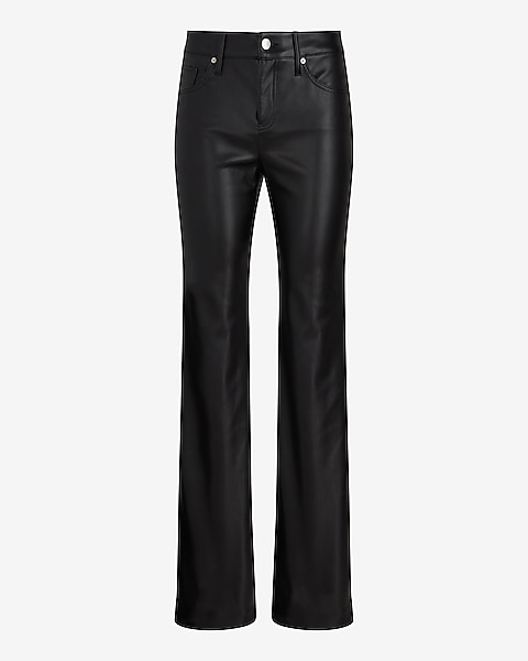 Mid Rise Faux Leather 70's Flare Pant | Express Mid Rise Faux Leather 70's Flare Pant | Express