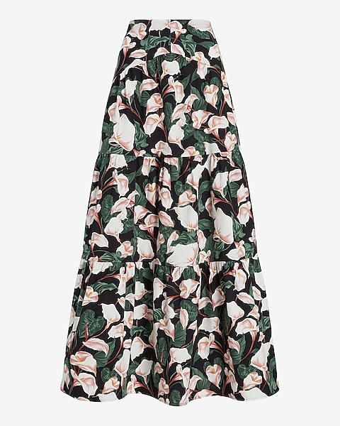 Textured Set Essential Tiered Maxi 9310366:print-black:xxs Textured Set Essential Tiered Maxi 9310366:print-black:xxs