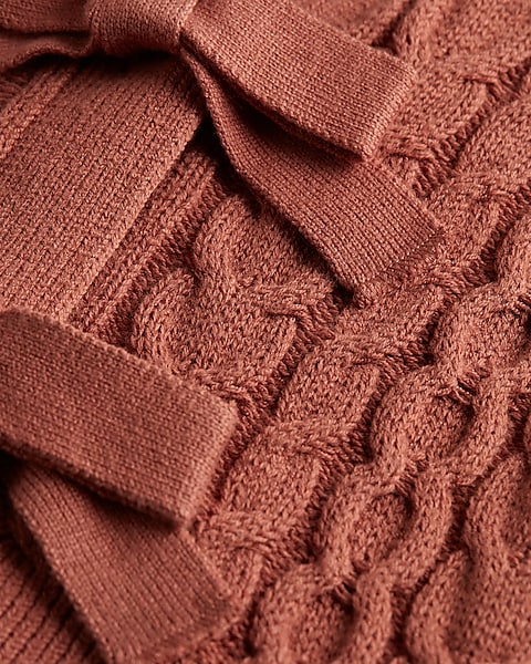 Cable Knit Double Bow Short Sleeve Cardigan | Express Cable Knit Double Bow Short Sleeve Cardigan | Express