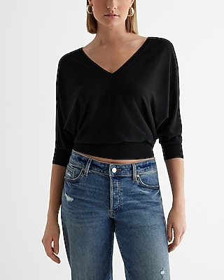 V-Neck Banded Bottom SoHo Sweater