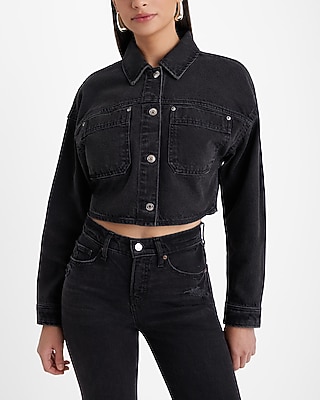 Black Denim Cropped Shacket